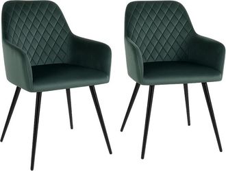 House Nordic House Nordic - Lot de 2 chaises de salle &agrave; manger karu - Velours et pieds m&eacute;tal noir-Vert fonc&eacute;