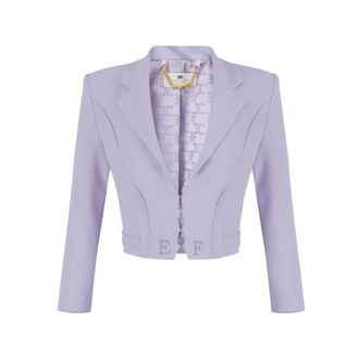 Elisabetta Franchi Doppellagige Stretch-Kreppjacke - - Jackets - Damen - Lila - L
