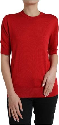 Dolce & Gabbana Femme, Pulls, Rouge, Taille: 44 FR Haut &agrave; Col Rond