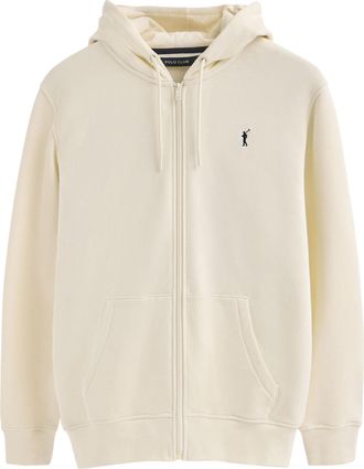 Polo Club Sweatshirt ecru mit Kapuze, ganzem Rei&szlig;verschluss und Rigby Go-Logo