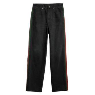 Gucci Baumwoll-Denim-Hose mit Web-Detail - - Jeans - Herren - Schwarzk - W34