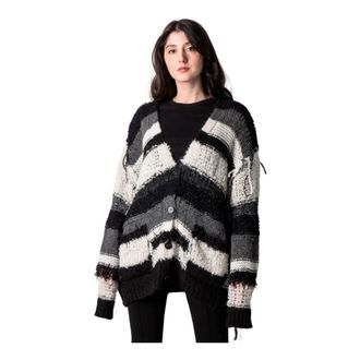 Roberto Collina Cardigan Mix Filati Schwarz und Ecru - - Knitwear - Damen - Schwarzk - XS