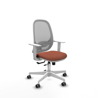 Piqueras y Crespo B&uuml;rostuhl aus Stoff, h&ouml;henverstellbar, Rollen mit wei&szlig;en Armlehnen, h&ouml;henverstellbare Lendenwirbelst&uuml;tze, ausgestattet mit Syncro/Traslack. Grau/Braun