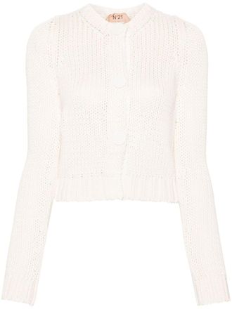 N&deg;21 cardigan en maille &eacute;paisse - Blanc