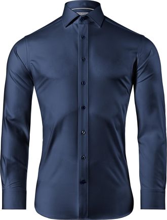 Vincenzo Boretti Hemd, Slim-fit/tailliert, Soft Twill - bügelfrei dunkelblau 43-44