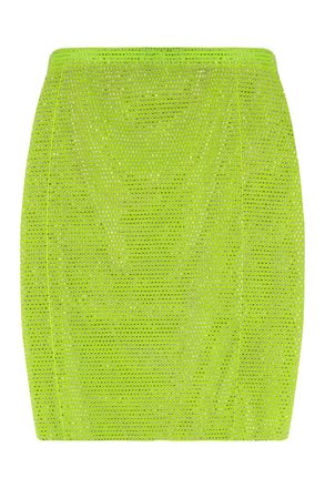 Santa Brands Womens Green Netted Rhinestone Skirt Polyester