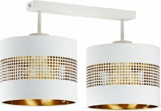 Licht-Erlebnisse Licht-erlebnisse - Deckenlampe Modern Weiß Gold 2-flammig E27 Stoff Metall b: 45 cm Deckenleuchte Flur Wohnzimmer