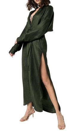 Bondi Born Notched-Neck Khaki Maxi Dress Size XS