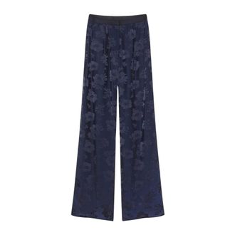 Forte_Forte Femme, Pantalons, Bleu, Taille: 40 FR Pantalon Fluide Jacquard Bouquet