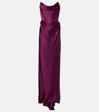 Vivienne Westwood Robe longue Galaxy en cr&ecirc;pe de satin
