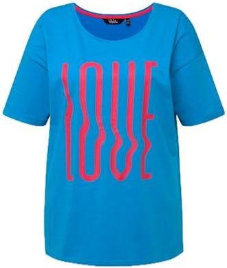 Ulla Popken T- Shirt avec Inscription imprimée Oversize Dori 829291, Bleu Saphir, 54-56 Femmes