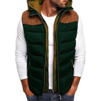 Generic Gilet dhiver chaud rembourré en coton mélangé pour homme, décontracté, ample, sans manches, solide, mince, chaud, Olive Drab, 5XL