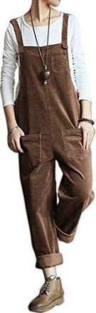 Keephen Combinaison en Velours c&ocirc;tel&eacute; pour Femmes Art litt&eacute;raire Vintage bandouli&egrave;re r&eacute;glable sans Manches Combinaisons Salopette Salopette