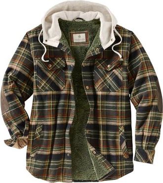 Legendary Whitetails Camp Night Berber Lined Hooded Flannel Shirt Jacket Veste, Plaid Robuste, M Homme