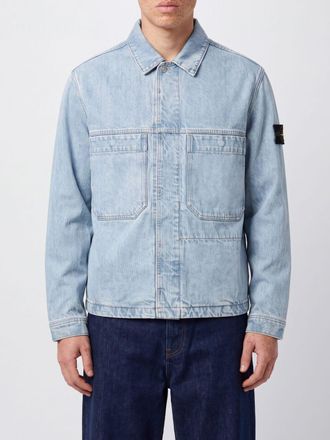 Stone Island Coach-Jacke aus Baumwolldenim mit aufgesetztem Kompass-Logo