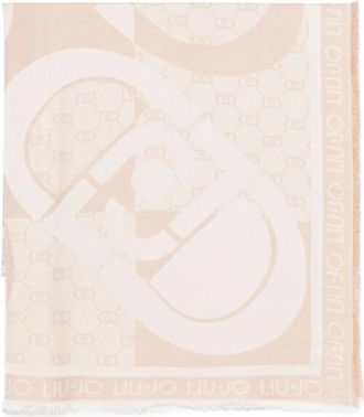 Liu Jo Femme, Accessoires, Beige, Taille: ONE Size Logo-Detail Fringed Scarf