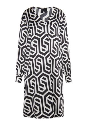 Dreimaster Dreimaster Midikleid Damen schwarz-wollwei&szlig;