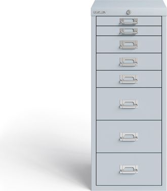 Bisley MultiDrawer, LA298, DIN A4, 8 Schubladen (2 + 3 + 3 Schubladen), 645 lichtgrau, Metall