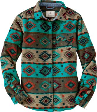 Legendary Whitetails Womens Standard Trail Guide Fleece Button Down Shirt, Desert Bow, X-Large