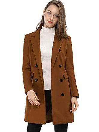 Allegra K Tranch&eacute;e-manteau &agrave; revers crois&eacute; pour femmes Costume dHalloween Marron fonc&eacute; S