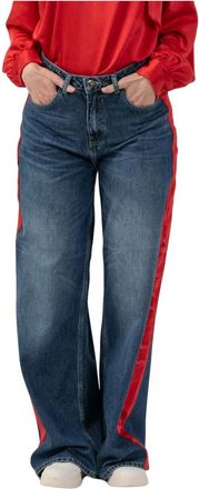 Kocca Femme, Jeans, Bleu, Taille: 38 FR Pantalon Large Aspect Denim Chic