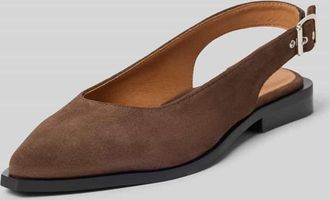 Bianco Slingback-Ballerinas aus Leder mit Dornschlie&szlig;e