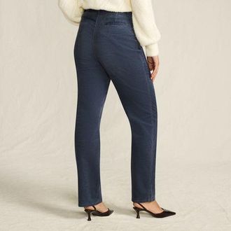 Lands End Rail Straight Feincordhose High Waist, Damen, Gr&ouml;&szlig;e:40 regular, Blau, Elasthan/Baumwoll-Mischung, by Lands End