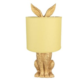 Clayre & Eef Tischlampe Kaninchen &Oslash; 20x43 cm Goldfarbig Kunststoff Schreibtischlampe
