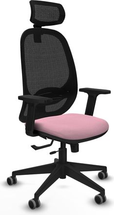 Piqueras y Crespo Schreibtischstuhl mit Rollen in Rosa, 2D-Armlehnen, h&ouml;henverstellbare Lendenwirbelst&uuml;tze und h&ouml;henverstellbares Kopfteil, neigbar, Schwarz/Rosa