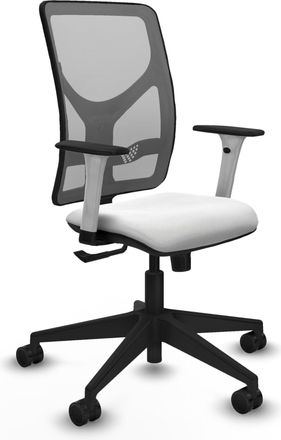Piqueras y Crespo Gepolsterter B&uuml;rostuhl mit Armlehnen in Wei&szlig; und Schwarz, h&ouml;henverstellbare Lendenwirbelst&uuml;tze, ausgestattet mit 3 Positionen, Grau/Wei&szlig;