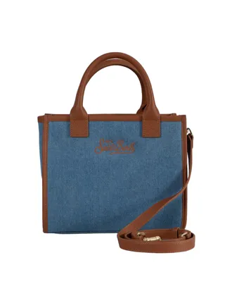 MC2 Saint Barth Womens Shoulder Bag Vanity Midi Denim Leather Cow