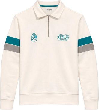 Replay Homme, Sweatshirts et sweats &agrave; capuche, Beige, Taille: XL SweaT-shirt Demi-Zip Montecarlo