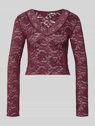 Only Slim Fit Langarmshirt in Spitzen-Mesh-Optik Modell NIKKA
