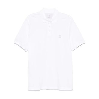Brunello Cucinelli Homme, Tops, Blanc, Taille: 3XL Polo de luxe &agrave; manches courtes Ck640