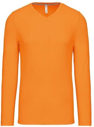 Kariban | K358 Herren V-Neck T-Shirt Langarm, Größe:M, Farbe:ORANGE