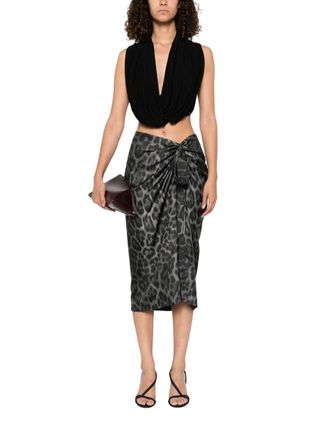 Stella McCartney Silk Animal Print Skirt - Brown