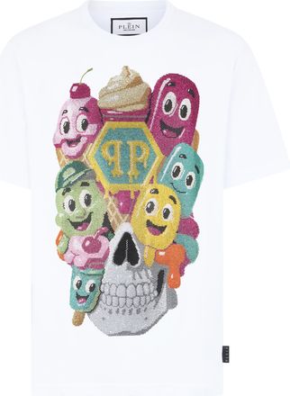 Philipp Plein Round Neck T-Shirt Little Ice Cream Skull