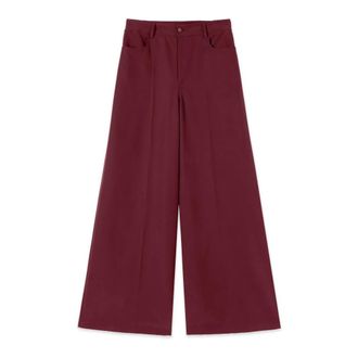 Oltre Hose mit weitem Bein aus Twill - - Trousers - Damen - Rot - 4XL