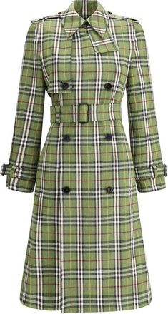 Burberry Femme, Manteaux, Vert, Taille: 34 FR Manteau Archive &agrave; Carreaux