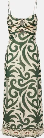 Johanna Ortiz Midikleid Water Adventure aus Leinen