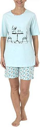 Normann Pyjama court d&eacute;contract&eacute; pour femme avec motif ludique, Ensemble Pyjama - 191 205 90 206 - Bleu - Medium