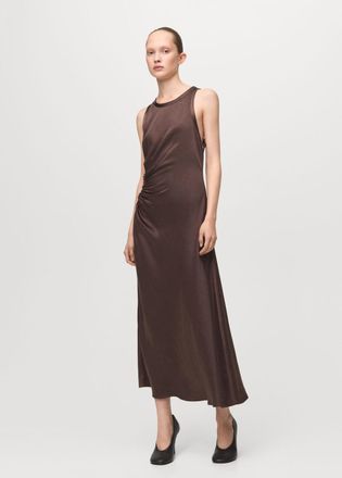Mango Ausgestelltes Kleid mit seitlicher Raffung nerzgrau - Damen - XS - MANGO