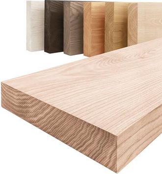 Lamofootwear Manufaktur &Eacute;tag&egrave;re Bois Massif sans pi&egrave;ces de Fixation | Etagere 40 cm Largeur pour Salle de Bain, Couloir, Cuisine | Couleur: Brut, Bord: Droit | Boi