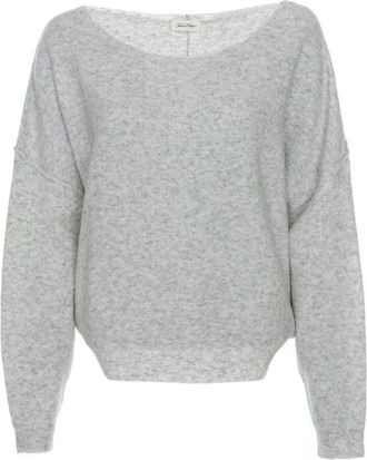 American Vintage Femme, Pulls, Gris, Taille: 36/38 FR Pull Large Col Bateau en Tricot