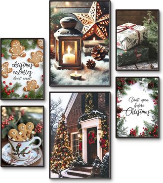 Artland Premium Posterset Weihnachtsbilder 6er Set mehrteilig 2x A3 + 4x A4 6-teilig moderne Poster für Deko Bilderwand für Küche oder Esszimmer OHNE RAHMEN -