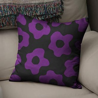 Bonamaison Le Jardin du Lin Kissen Zierkissenbezug Kissenbezug, Lila & Schwarz Dekoration, Für Zuhause Autos Büro Sofa Wohnzimmer Couch Schlafzimmer Dekor, 50x50