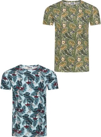Riverso T-Shirt Herren Printshirt RIVBill Regular Fit (2-tlg) Kurzarm Hawaiishirt mit Rundhalsausschnitt aus 100% Baumwolle