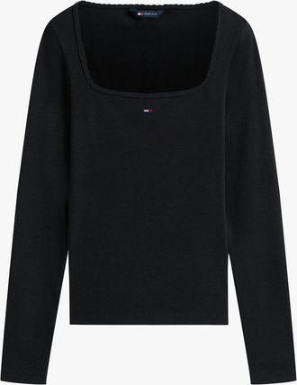 Tommy Hilfiger T-shirt c&ocirc;tel&eacute; &agrave; col carr&eacute; en coton m&eacute;lang&eacute;