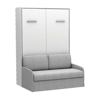Inside75 Lit escamotable vertical canap&eacute; MULTIMO SOFA couchage 140x200cm blanc