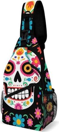 Generic Sacoche Homme Bandouliere Cr&acirc;ne en sucre traditionnel mexicain pour la f&ecirc;te des morts Multifonction Sac Bandouli&egrave;re Casual Sac Poitrine pour Homme Fem